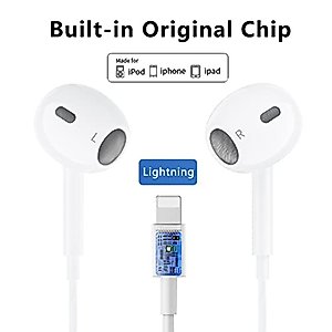 2 Pack Earbuds for iPhone Headphones Wired,Earphones with Lightning Connector (Built-in Microphone & Volume Control)【MFi Certified】Noise Isolating Headsets for iPhone 14/13/12/11/XR/XS/X/8