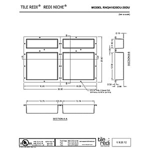 Redi Niche Quad Niche Recessed Shower Shelf- Black, Four Inner Shelves, 32-Inch Width x 20-Inch Height x 4-Inch Depth