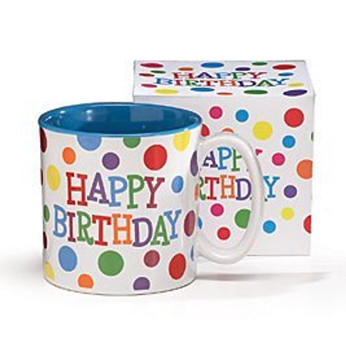 "Happy Birthday" Polka Dot Mug Ceramic Bright Colors!