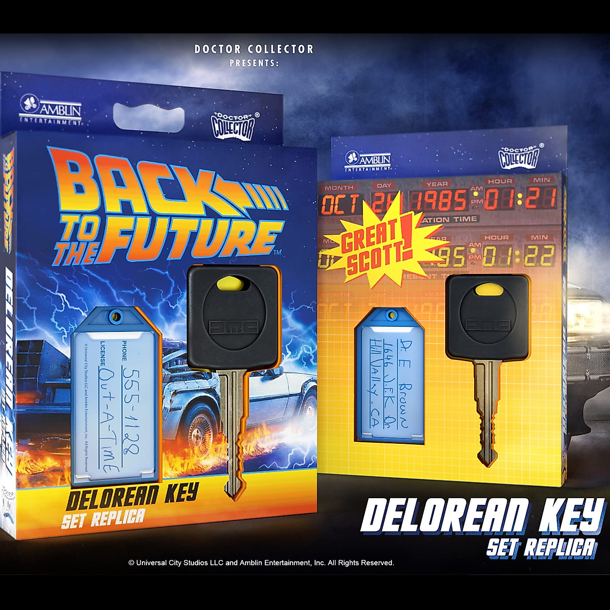 Doctor Collector Collectable Back to The Future Delorean Key Set Replica, Multicoloured