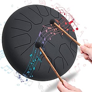 Steel Tongue Drum,12 Inch 13 Note Tank drum percussion instrument,C Key Handpan Drum with Drum Mallets Carry Bag,Beautifully Designed and Peaceful Sound