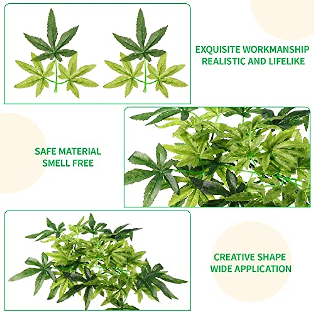 balacoo Aquarium Reptile Plants Artificial Plastic Leaves Hanging Silk Terrarium Plant with Suction Cups,Simulation Landscape Decorations for Bearded Dragons,Lizards,Geckos,Snake