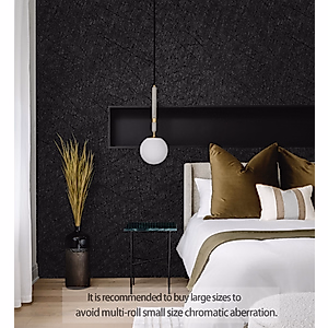 GloryTik Black Wallpaper Silk Peel and Stick Wallpaper Black Contact Paper 17.3"X78.7" Silk Textured Self Adhesive Removable Wallpaper Thicken Waterproof Wallpaper for Room Wall Cabinets Decoration