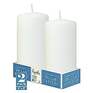 Hyoola White Pillar Candles 4x8 Inch - Unscented Pillar Candles - 2-Pack - European Made