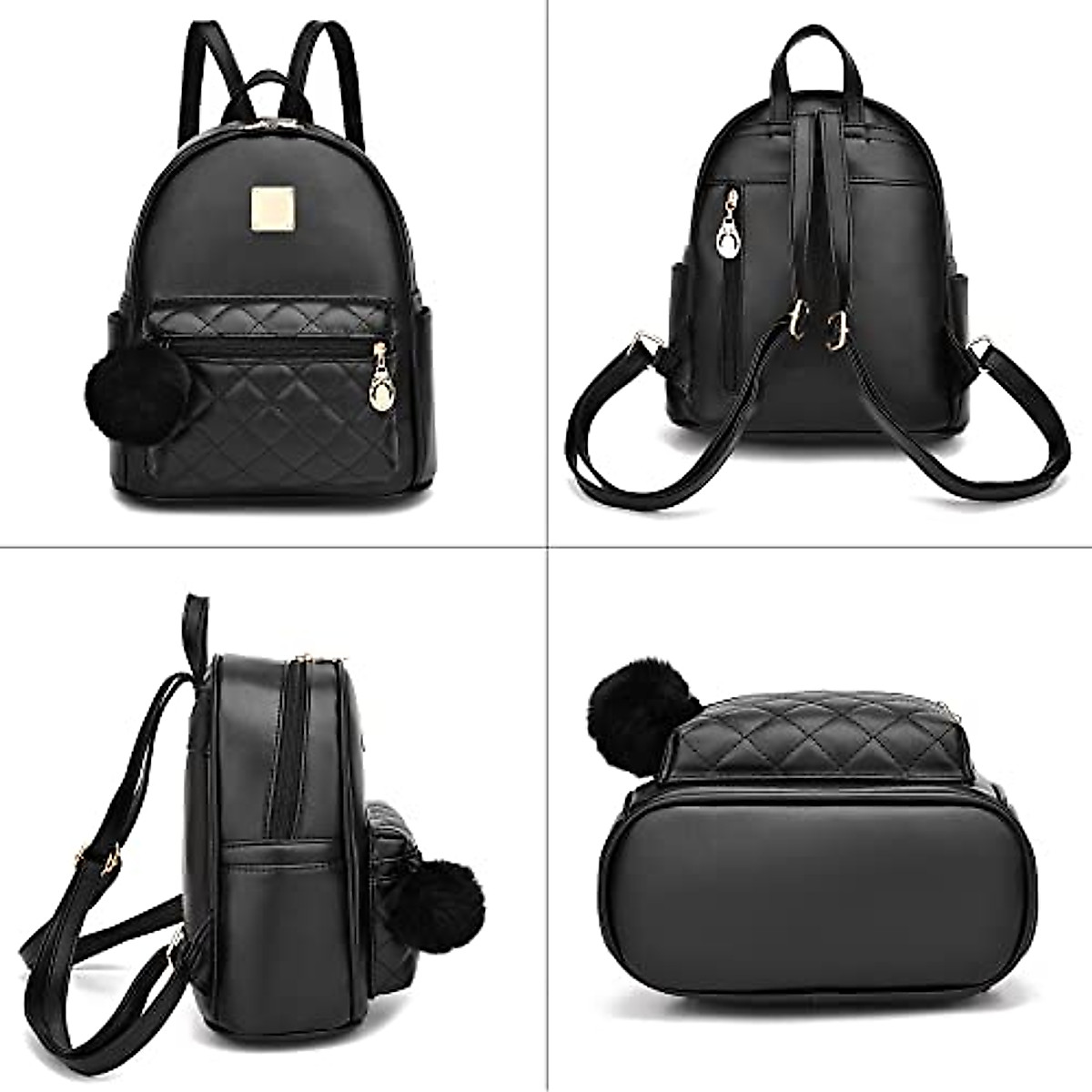 BESYIGA Quilted Mini Leather Backpack Purse for Women Ladies Cute Small Size Little Back Pack Bag Purple