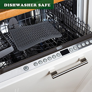 Silicone Dish Drying Mat for Multiple Usage,Easy clean,Food Grade Silicone,Oversized,Heat-resistant Foldable Silicone Mat Rack for Kitchen Counter,Refrigerator or Drawer liner