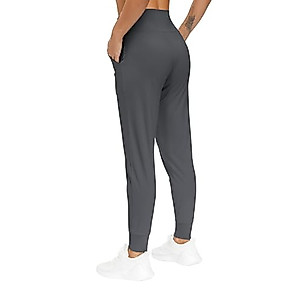 THE GYM PEOPLE Womens Joggers Pants with Pockets Athletic Leggings Tapered Lounge Pants for Workout, Yoga, Running (Small, Dark Grey)
