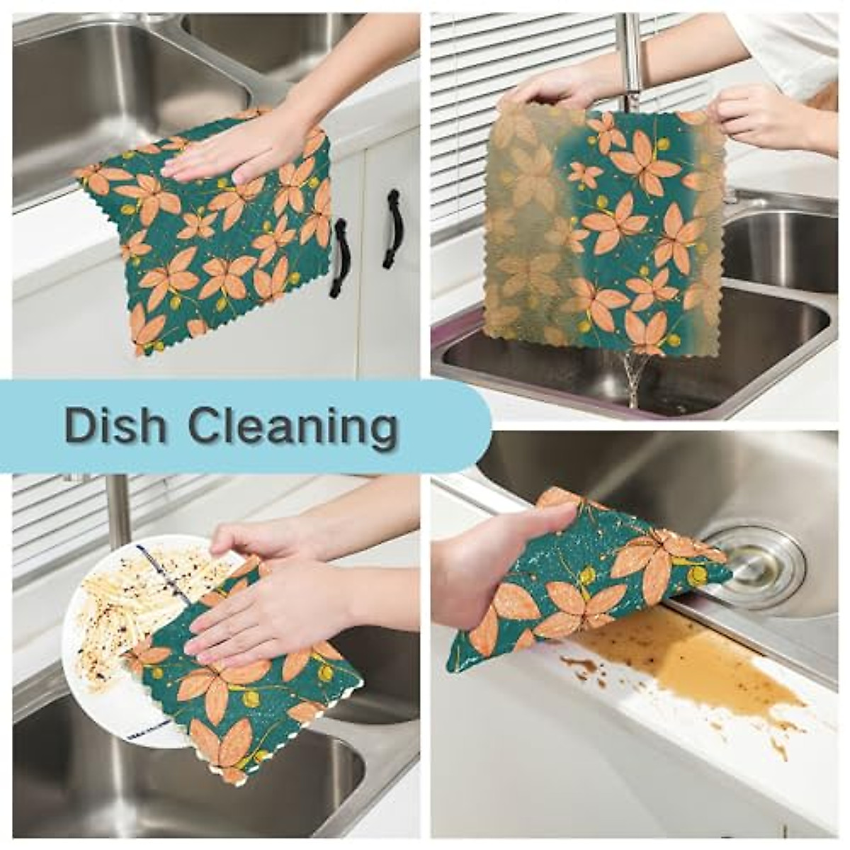 FRODOTGV Creative Pattern Flowers Ethnic Style Kitchen Accessories for Cooking New Home Tea Towel Kitchen Terry Dish Cloth Farmhouse Kitchen Hand Towels