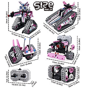 Amy&Benton Girls Remote Control Robot Building Kit Stem Pink Robot Kit with APP for 7 8 9 10 11 12 Year Old Girls Birthday Gifts