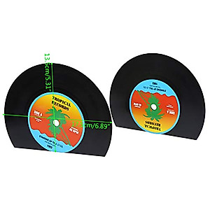 tegongse 2pcs Retro Book Ends, Creative Record Shape Bookends, Non-Skid Bookend Supports, Book Stopper for Books/Movies/CDs/Video Games
