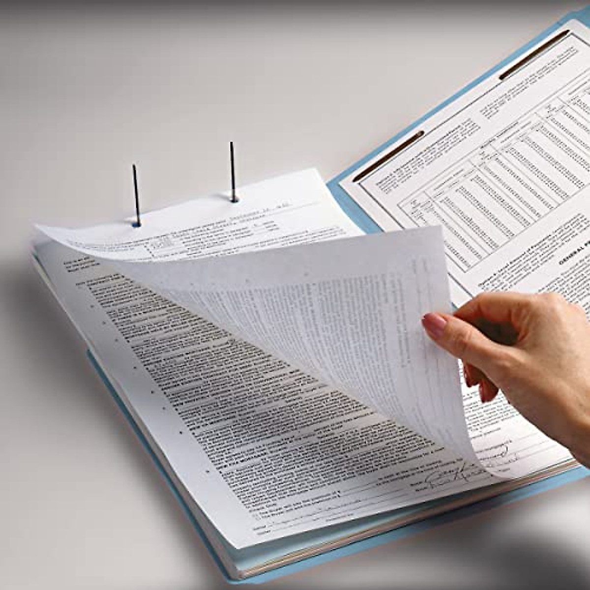 Smead Fastener File Folders, 50 Count, Blue, Reinforced 1/3-Cut Tabs, 2 Fasteners, Letter Size (12040)