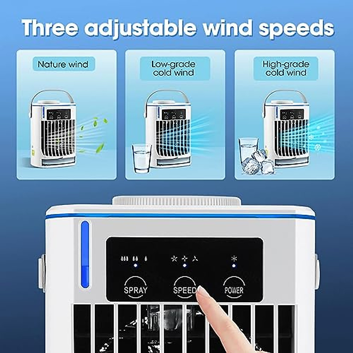 Evaporative Personal Cooler | 500ml water tank Mini Ac for Car | Portable Air Conditioner 3 powerful speeds, 3 Mist Modes | Quiet Air Conditioner for Room Office Camping