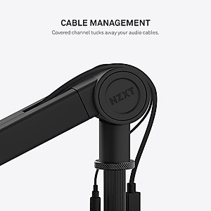 NZXT Boom Arm - AP-BOOMA-B1 - Streaming Microphone Boom Arm - Discreetly Store USB & XLR Cables - Smooth and Silent - Cable Channel Covers - Black
