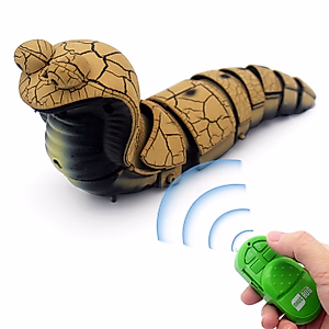 Tipmant Cute RC Snake Cobra Mini Remote Control Animal Toy Electric Car for Pet Cat Dog Realistic Kids Birthday Gifts (Yellow)