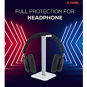 5 CORE Headphone Stand Headset Holder with Aluminum Supporting Bar Flexible ABS Solid Base for All Headphones Size HD STND (White)