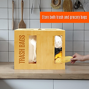 Libreshine 2 In 1 Extra Large Trash Bag Dispenser Roll Holder, Fits Costco Large Roll of Garbage Bag Storage Organizer, Wall Mount Bamboo Trash Bag Holder for 2 Rolls(2 Slots (Extra Large))