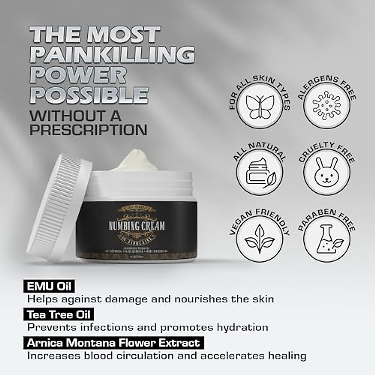 Ink Scribd Premium Tattoo Numbing Cream Topical Pain Treatment for Tattoos. Also for Laser Hair Removal, Brazilian Waxing, Microblading, Microneedling - Maximum Strength 5% Lidocaine (1oz)