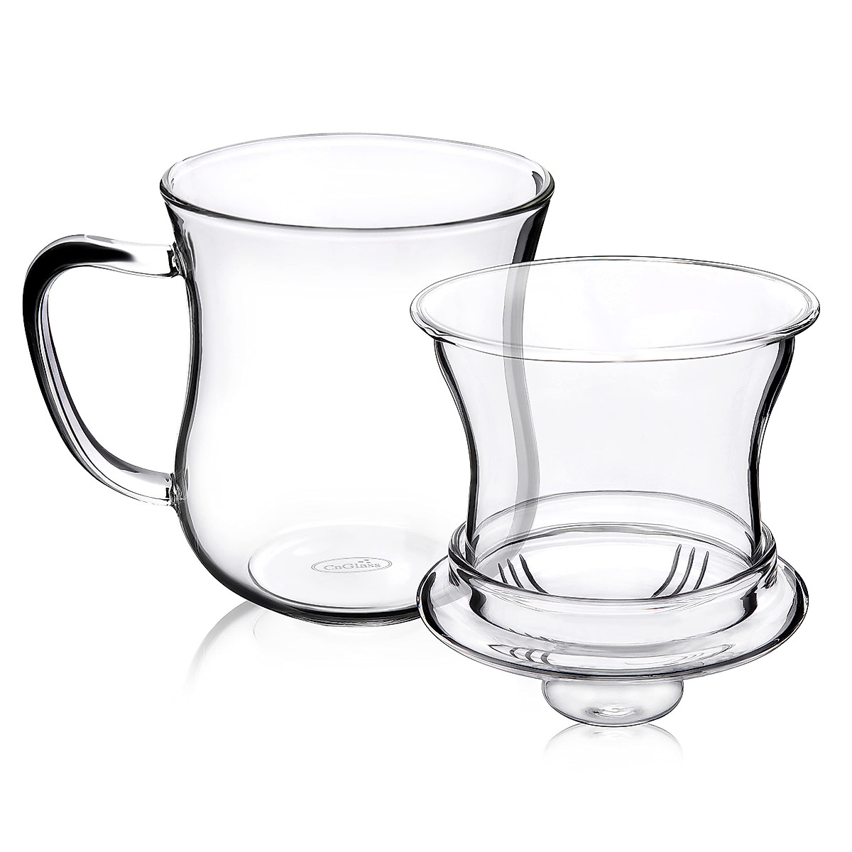 CNGLASS Glass Tea Cup with Removable Infuser and Lid,10oz Thickened Glass Tea Mug,Clear Filtrating Tea Maker for Loose Leaf Tea,Teabags