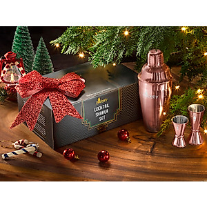 ROCKSLY MIXOLOGY BAR Set Premium Bartender Kit, Rectangular Tool Stand, Cocktail Shaker Strainer, Jiggers, Spoon, Tongs, Muddler, Pourers, Opener 10 Pc