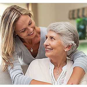 CUSUA Mother Daughter Necklace 925 Sterling Silver Sunflower Heart Matching Pendant Necklace Set for 2 | Mothers Day Gifts From Daughter Unique