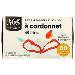 365 by Whole Foods Market, Bag Kitchen Tall Drawsting Flextra 13 Gallon, 60 Count