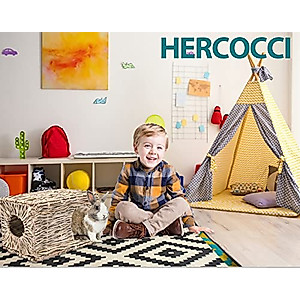 HERCOCCI Extra Large Grass House for Rabbit, Foldable & Comfortable - Small Animal Hut Play Hideaway Bed Hay Mat Chew Toy for Bunny Guinea Pig Hamster Chinchilla (1 Pack)
