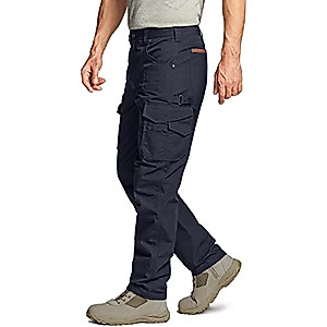 CQR Men's Ripstop Work Pants, Water Resistant Tactical Pants, Outdoor Utility Operator EDC Straight/Cargo Pants, Work Cargo Police Navy, 34W x 32L