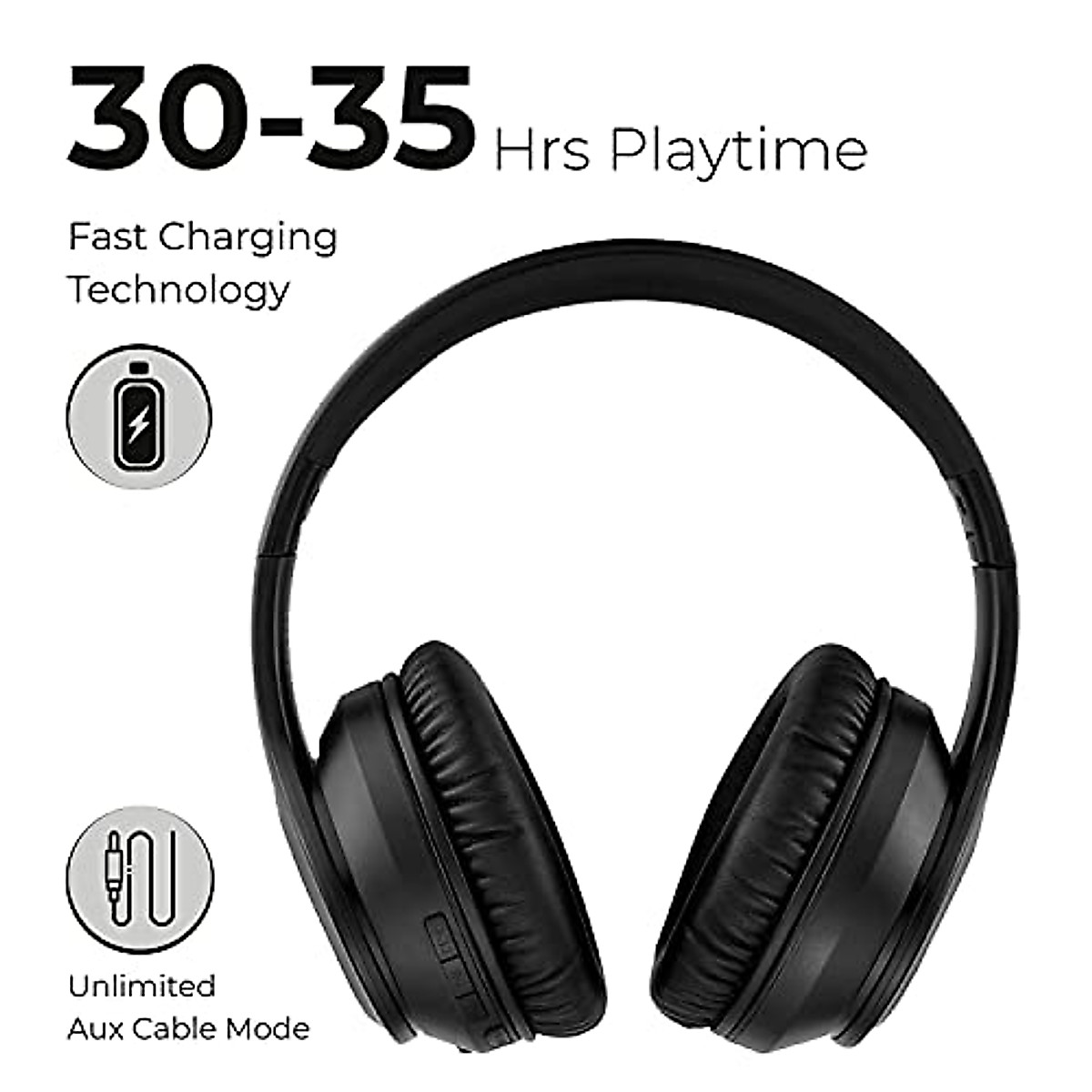 PowerLocus Active Noise Cancelling Headphones Over Ear, Wireless Headphones with Microphone, Hi-Fi Stereo, Soft Memory Foam Ear Cups, 35H Playtime and Fast Charging for Phones, Home Office, TV, Travel
