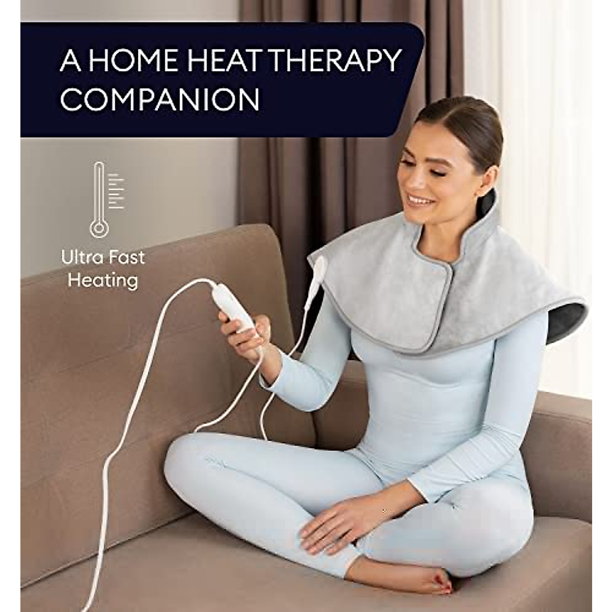 GENIANI Heating Pad for Neck and Shoulders, Large Heated Pad for Neck Pain, Shoulder Heating Wrap with 4 Auto Shut-Off, 6 Heat Settings, Gifts for Women & Man, Gifts, Dad, Pein Relief - 22"x24"