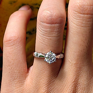 DovEggs Moissanite Engagement Ring for Women 1ct 6.5mm G-H-I Color Heart Arrows Cut Moissanite Solitaire 14k Gold QUALITY Silver Engagement Wedding Ring with Accents(5)