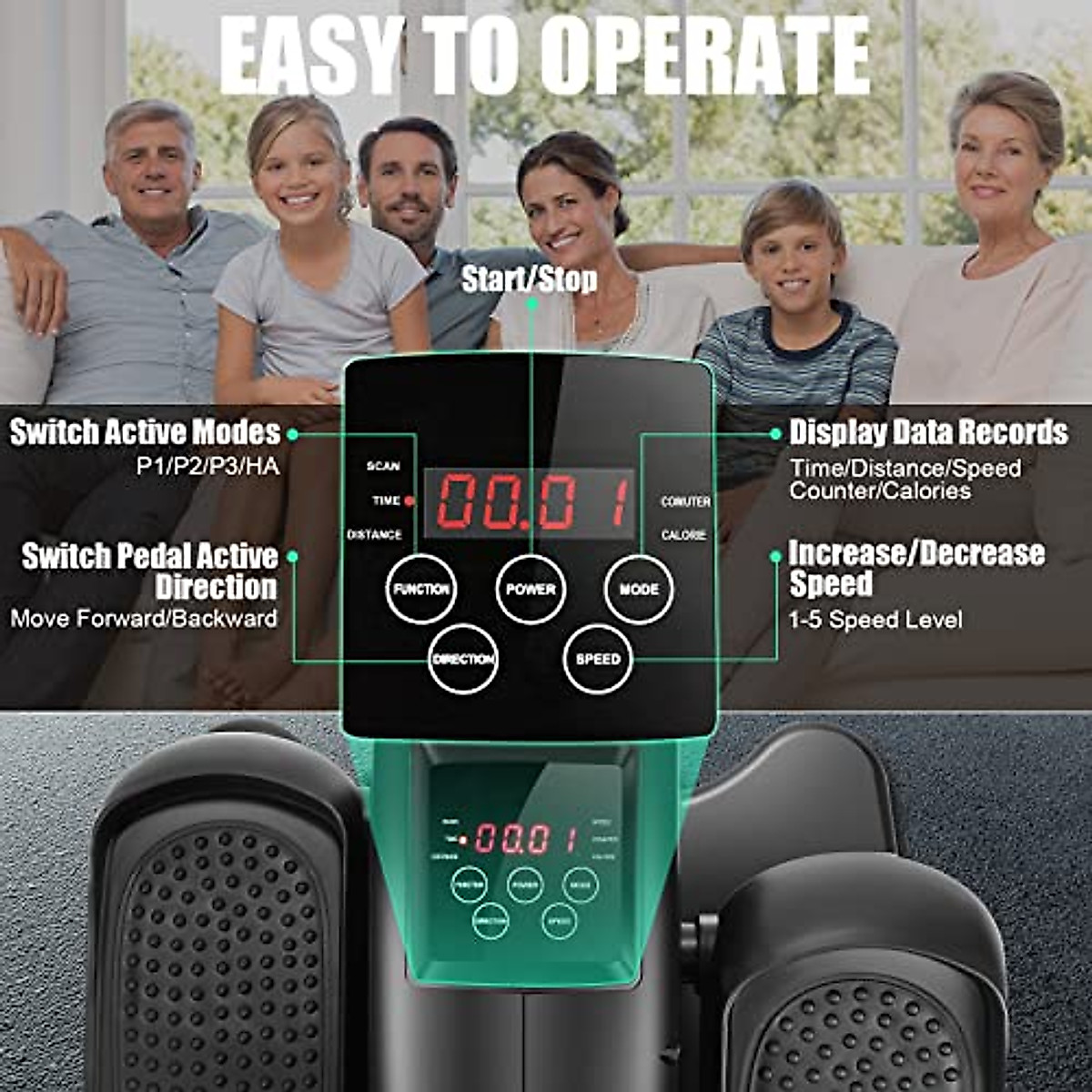 Under Desk Elliptical, Electric Seated Leg Foot Pedal Exerciser with Remote and LCD Monitor, Home & Office Under Desk Cycle, Portable Rehab Exercise Equipment for Seniors, Adults, and Teens