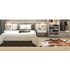 Chesserfeld Faux Cowhide Rug 5'x5' with Matching Faux Cowhide Pillow for Any Room, Genuine Look & Feel, Washable, No Odor, Cruelty-Free with Nonskid Backing, Boho, Farmhouse, & Country Décor