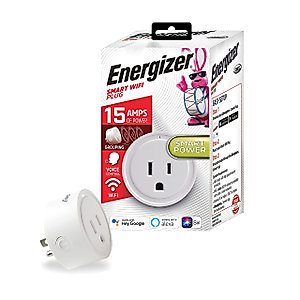 Energizer Connect Smart WiFi Plug, Mobile Connect App Enabled, Voice Controlled, Alexa, Echo, Siri, Hey Google Enabled, No Hub Required, Mini Outlet 15-Watt, 2.4GHz, ETL & FCC Certified