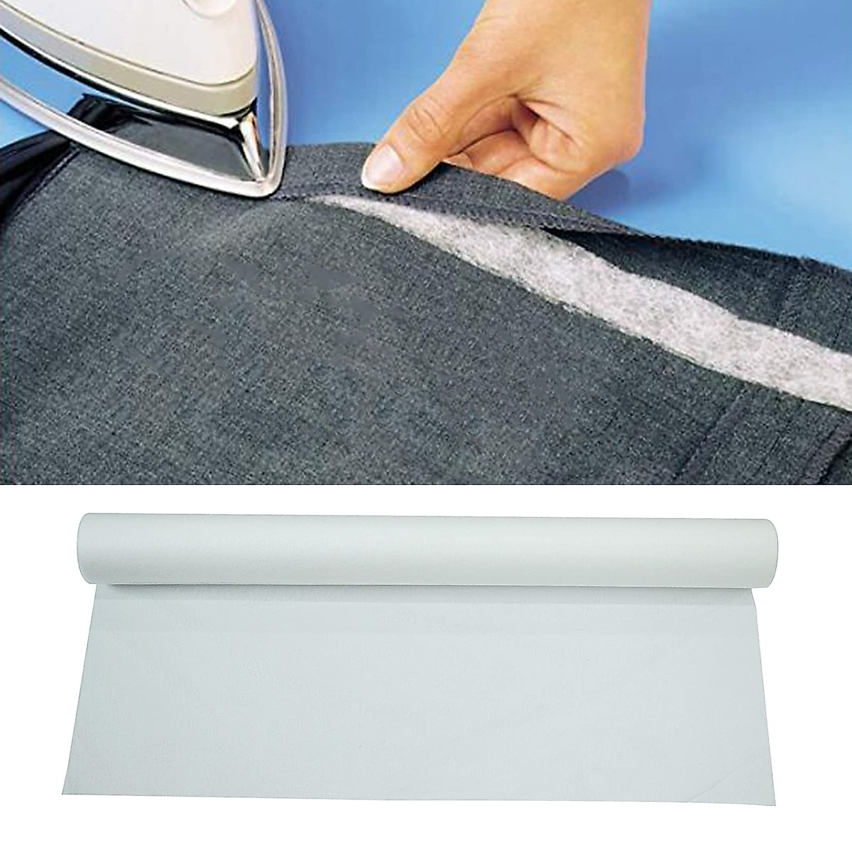 shamjina Double Sided Fusible NonWoven Interfacing Lightweight Interfacing Fabric for DIY Craft Making, 44 x 78.74 Inch, White