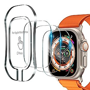 CVMSDIK [3 Pack Screen Protector Compatible with Apple Watch Ultra 2/1 49mm (2023), Tempered Glass Screen Protector with Easy Installation Kit for iWatch Ultra 49mm, Bubble Free, Full Coverage