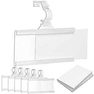 Reusable Plastic Wire Shelf Label Holder, for Pantry Retail Shopping Mall Store, Supermarket UPC Price Card & Ticket Display, Strong & Easy Clip Design Tight Snap Lock Closure. 1-1/4" H X 3" W (100)