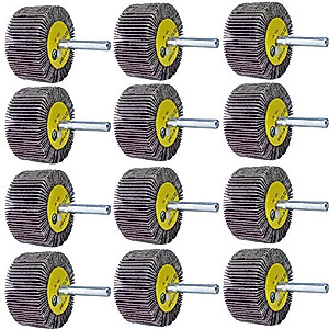 M-jump 12 Pcs 2”X 1” X1/4” Flap Wheels Set –3 pcs Of Each 40 60 80 and 120 Grits Aluminum Oxide for Remove Rust and Weld Burr – 1/4 Shank Fits All Drills