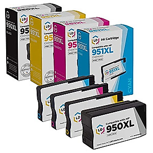 LD Products Compatible Ink Cartridge Replacements for HP 950XL & 951XL High Yield (Black, Cyan, Magenta, Yellow, 4-Pack) For use in OfficeJet Pro 251dw, 276dw, MFP 8100, 8600, 8600 Plus, HP-950 HP-951