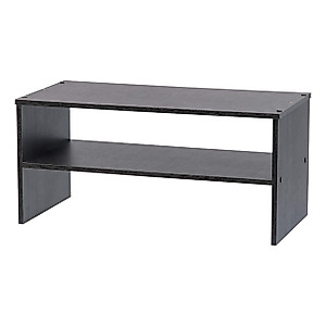 IRIS USA 1-Tier Long Multi-Purpose PC Monitor Organizer Stand, Stackable Ergonomic Desktop and Countertop Riser for Computer Laptop TV Shoes Kitchen Pantry and Closet Organization, Black