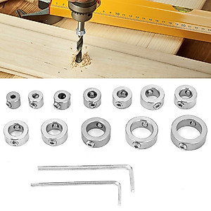 Drilling Limit Ring, Depth Stop Collar, Lightweight 12pcs Stainless Steel for High Carbon Steel Drills Drilling Limit