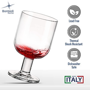 Bormioli Rocco Hosteria Set Of 6 Stackable Wine Glasses, 9.5 Oz. Goblet, Clear Tempered Glass, Made In Italy.