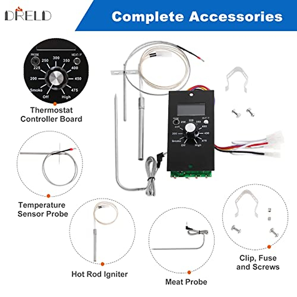 Replacement for Pit Boss Pellet Grills Digital Temperature Control Panel Kit, with Thermostat Controller Board, Temperature Probe, Hot Rod Ignition Meat Probe