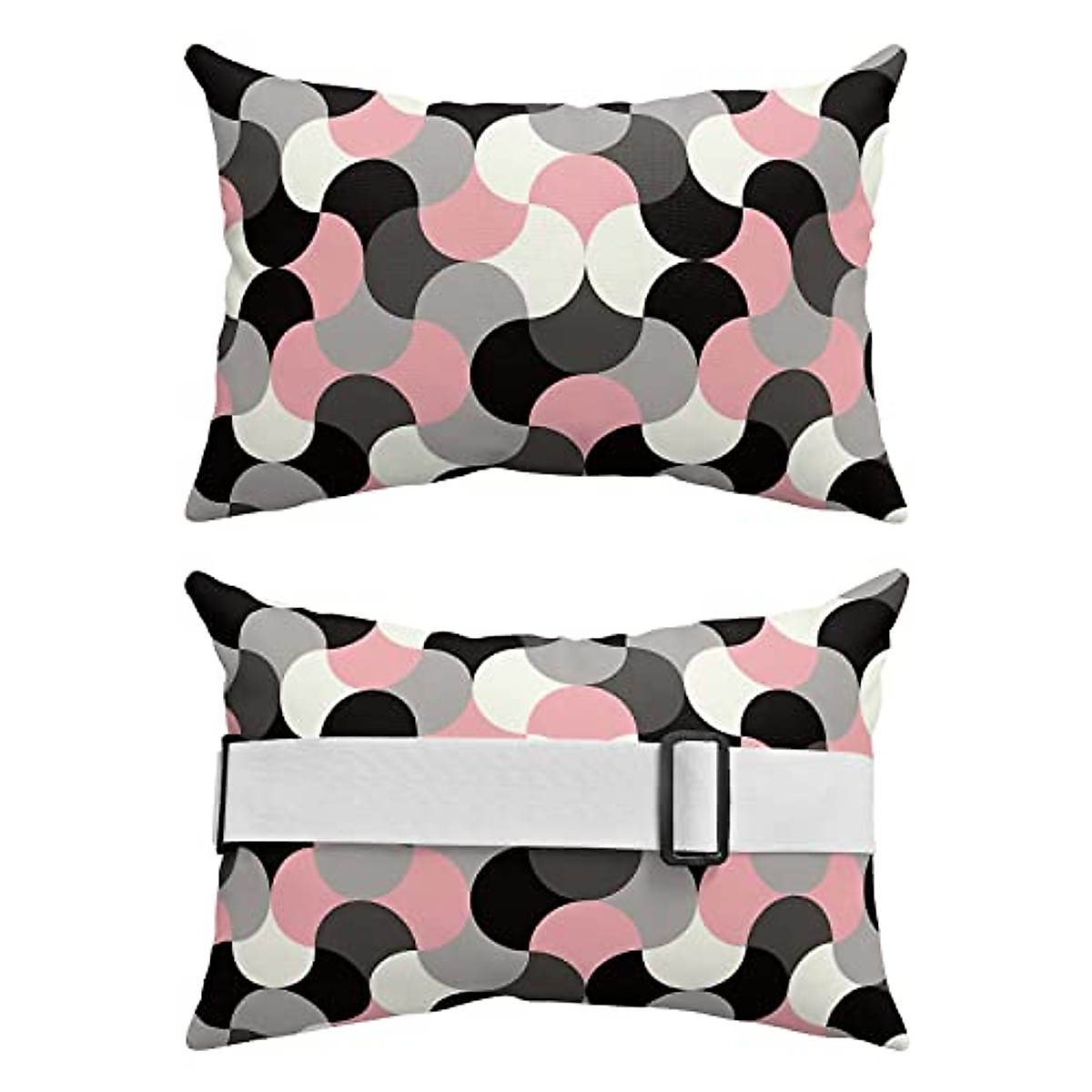 Recliner Head Pillow Ledge Loungers Chair Pillows with Insert Mid Century Pink Grey Black Abstract Geometric Art Modern Lumbar Pillow with Adjustable Strap Patio Cushion for Sofa Bench Couch, 2 PCS