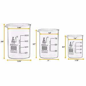 Chemistry Lab Glassware Set, 9 Pieces - Includes 3 Beakers, 3 Erlenmeyer Flasks & 3 ASTM, Class A Graduated Cylinders - Borosilicate 3.3 Glass – Eisco Labs