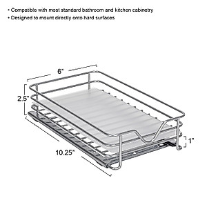 Household Essentials Nickel Glidez Brushed Pull Out Spice Rack Organizer, 6 Inches Wide, 6"