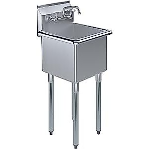 Stainless Steel One Compartment Laundry Utility Room Mop Sink with Faucet - NSF