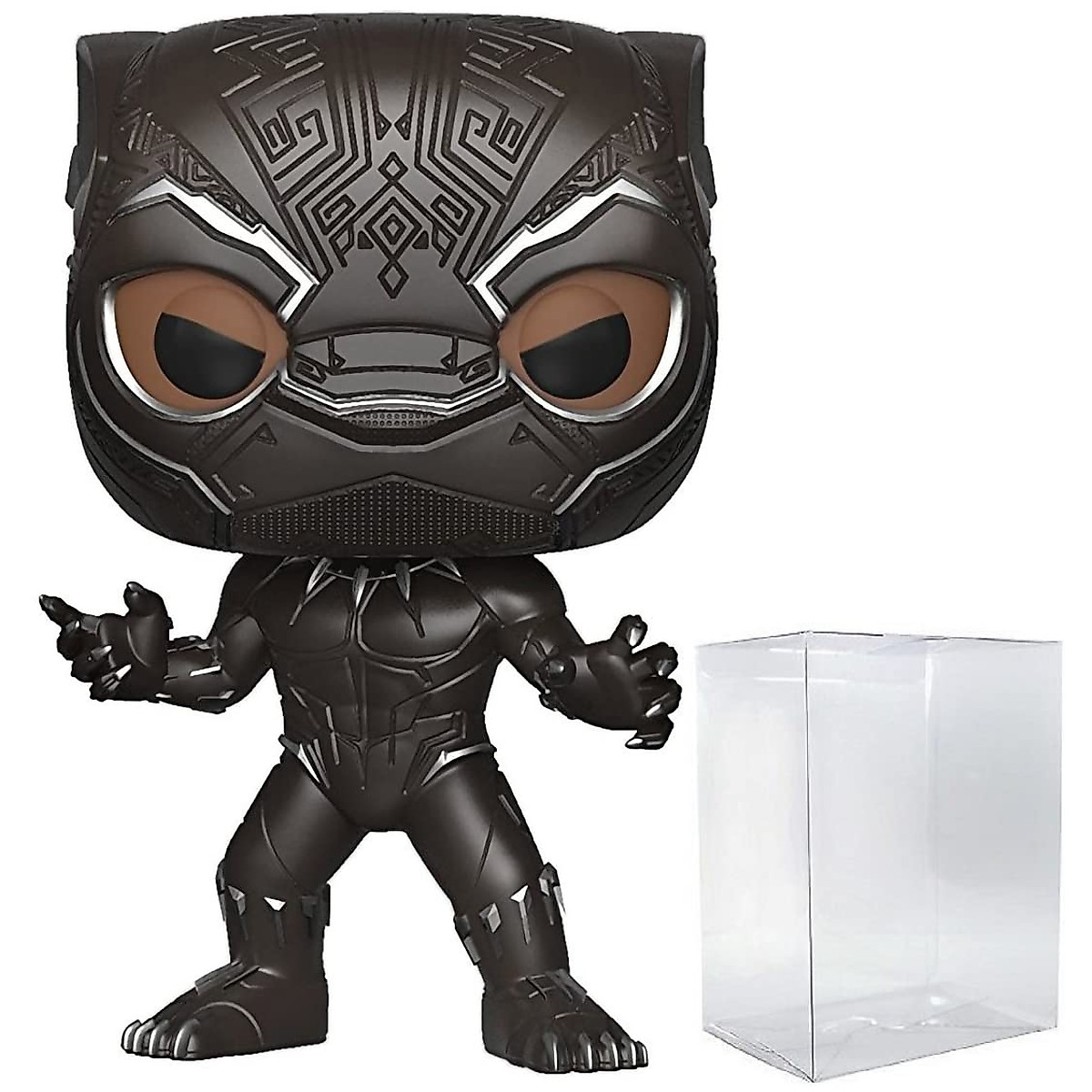 POP Marvel: Black Panther - Masked Black Panther Edition Chase Funko Pop! Vinyl Figure (Bundled with Compatible Pop Box Protector Case), Multicolored, 3.75 inches