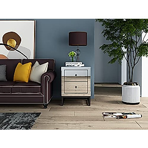 HONHPD Mirrored 2 Drawer Nightstand, Crystal End Table with 2-Drawers, Mirror Accent Silver Table, Bedroom Mini Cabinet Furniture (Delivery from Local Warehouse in The United States)