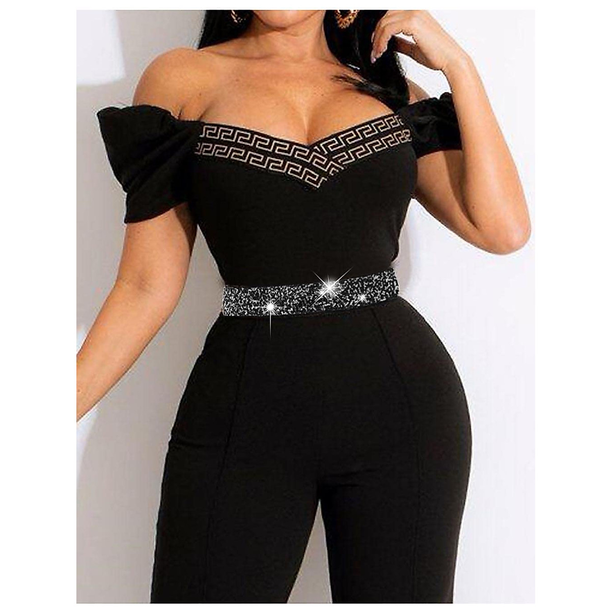 Yalice Sparkle Rhinestone Leather Belts Elastic Wide Waist Belt Bling Luxury Wedding Belts for Dresses Skinny Crystal Waist Jewelry for Women (Black)