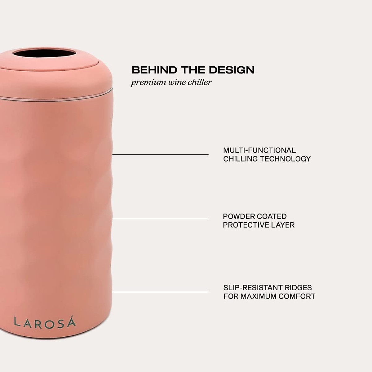 LAROSÁ Gift Set - Wine Chiller with 2 Stemless Wine Tumblers - Unique Gift Ideas for Wine & Champagne Enthusiasts - Wine Bottle Chiller Gift Set - Powder Coated & Double Walled Stainless Steel